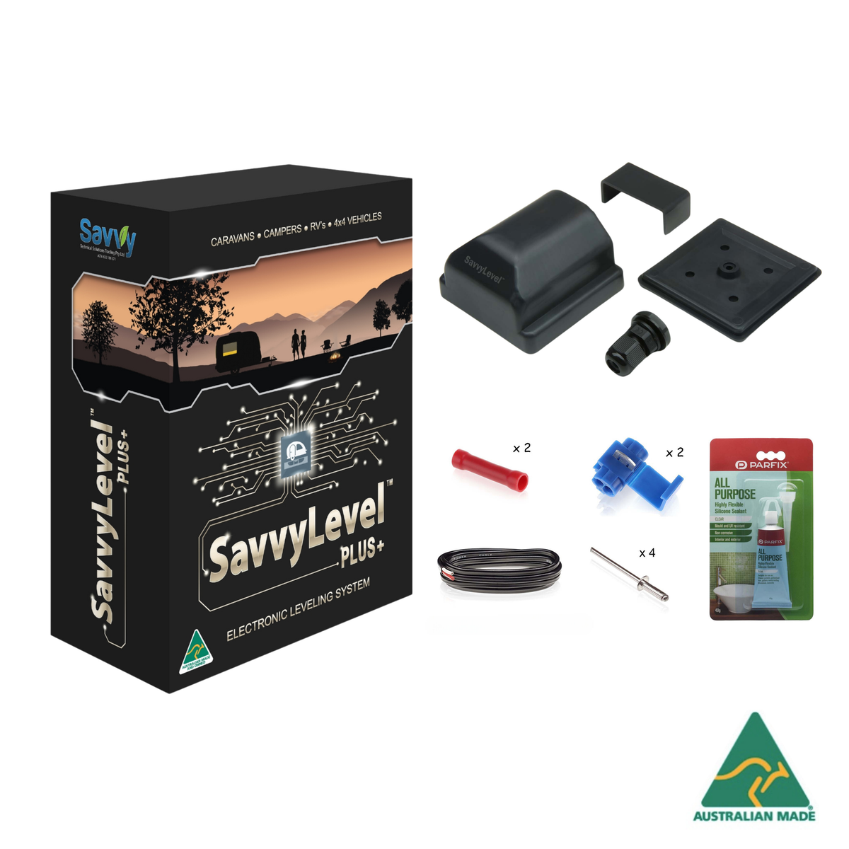 SavvyLevel S4 & External Mount Box & External Wiring Kit Bundle